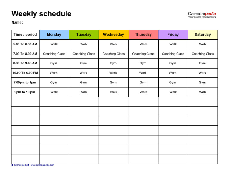 Weekly Time Schedule | PDF