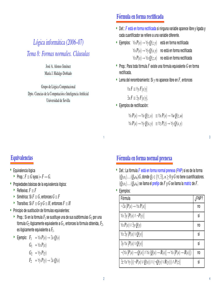 LPO. Formas Normales | PDF | Gramática | Álgebra de Boole