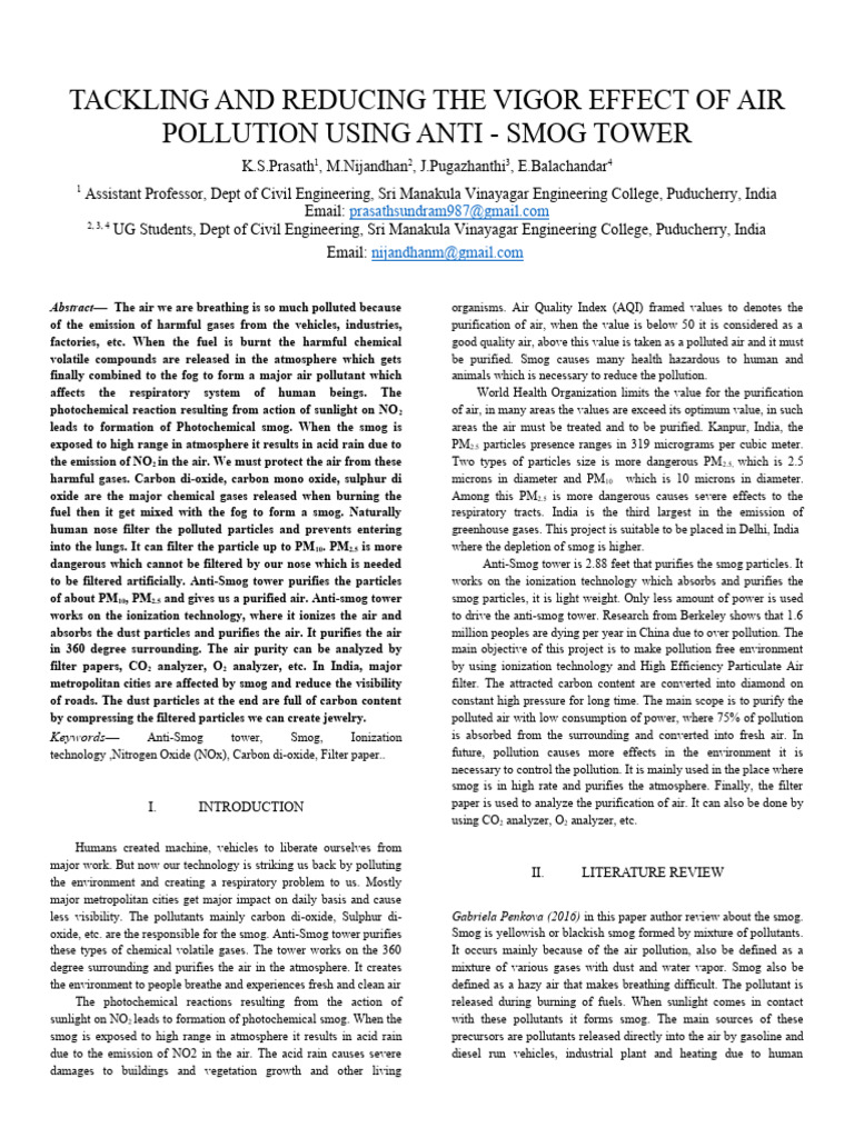 Tackling and Reducing The Vigor Effect of Air Pollution Using Anti Smog ...