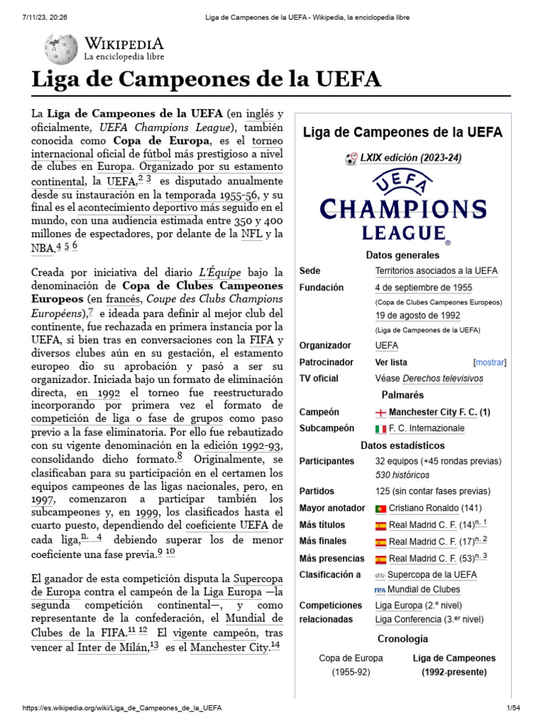 Liga de Campeones de La UEFA | PDF | Liga de Campeones de la UEFA | A.C. Milan