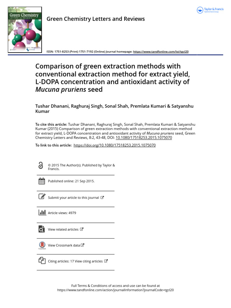 Comparison Of Green Extraction Methods With Conventional Extraction