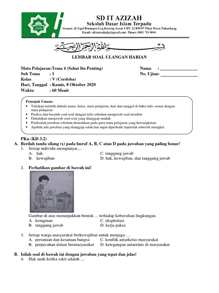 Soal Uh Tema 4 Sub 1 KLS 5 | PDF | Olahraga & Rekreasi | Seni & Disiplin Bahasa
