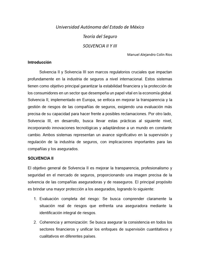 Solvencia II y III en la Industria Aseguradora | PDF | Seguro | Evaluación