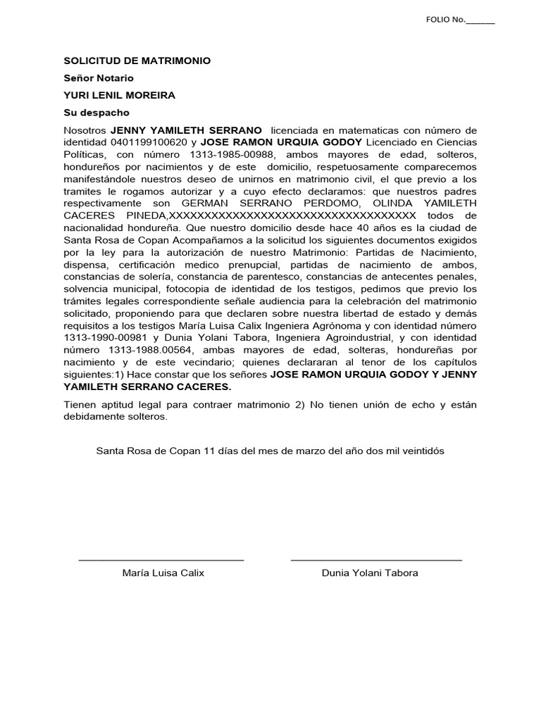 Solicitud de Matrimonio | PDF | Matrimonio | Justicia