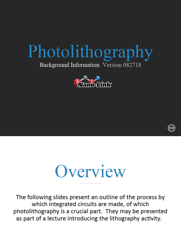Photolithography-Slides 1 | PDF | Photolithography | Semiconductors