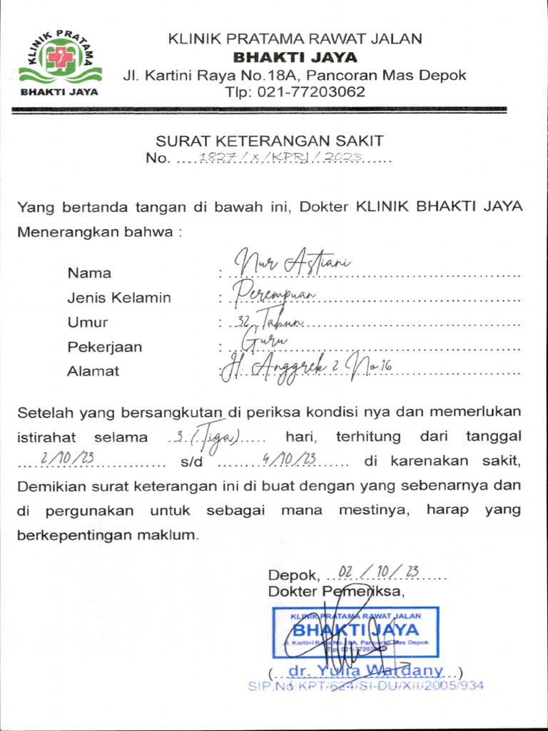 Surat Keterangan Sakit | PDF