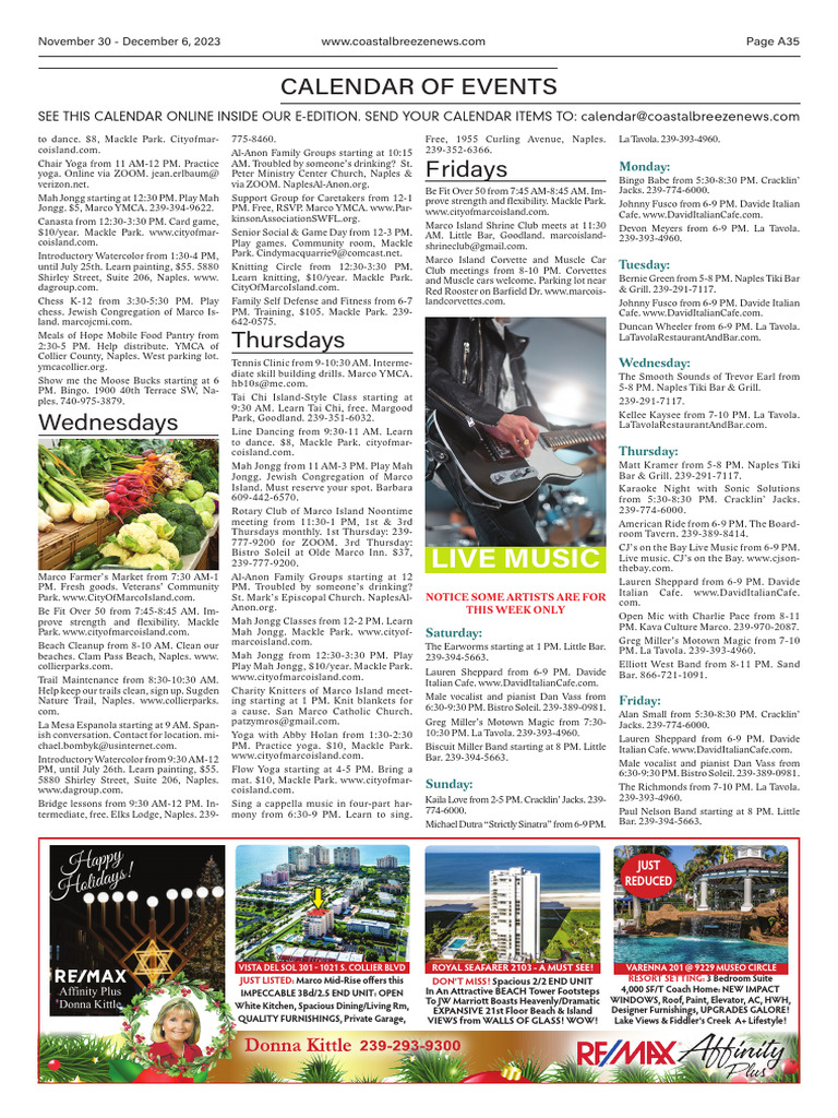 Live Music: Calendar of Events Fridays | PDF