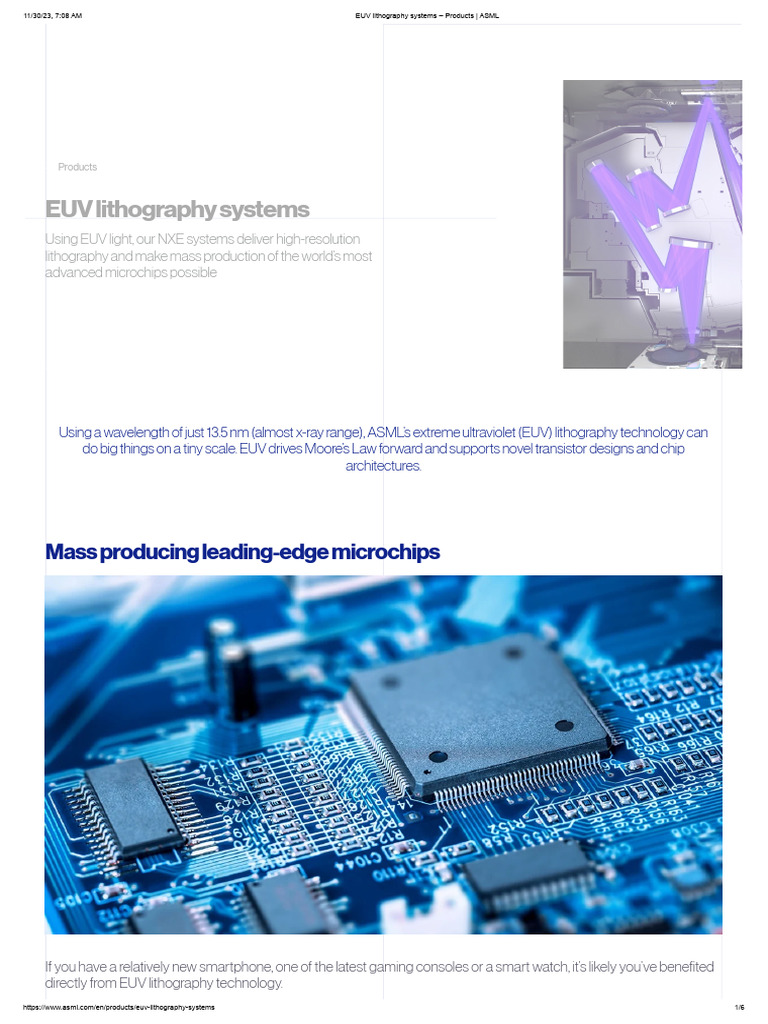 EUV Lithography Systems - Products - ASML | PDF | Photolithography ...
