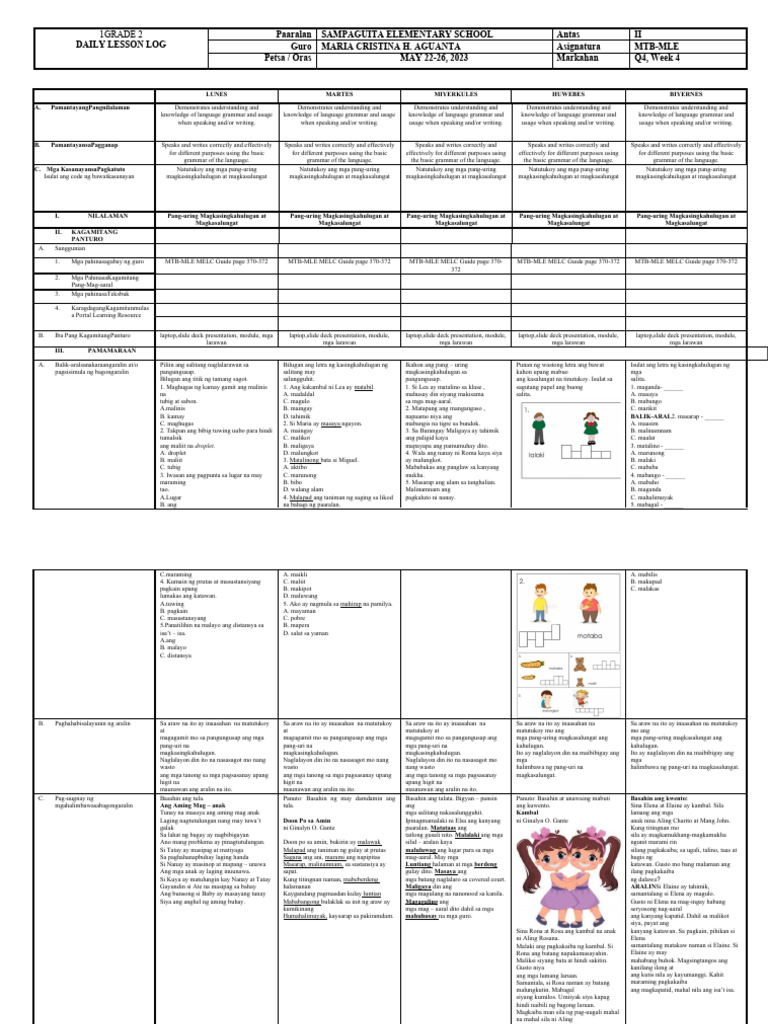 Q4W4 Mtbmle DLL | PDF | Human Communication | Linguistics