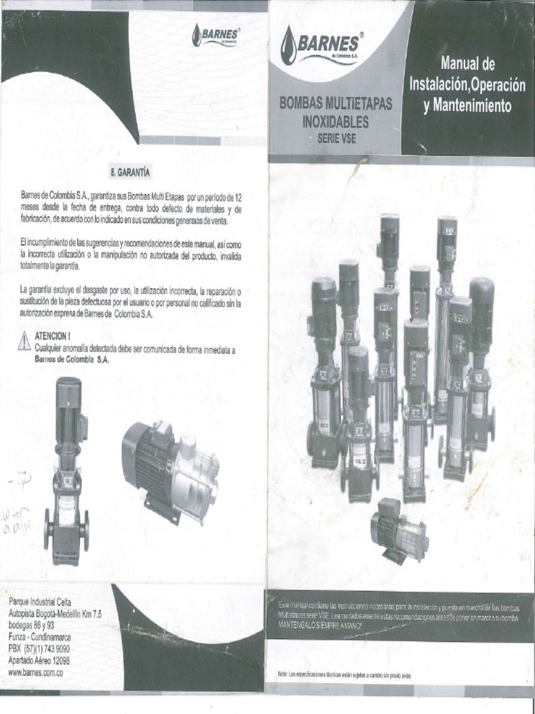 Manual de Operaciones y Mantenimiento Bombas Multietapas | PDF