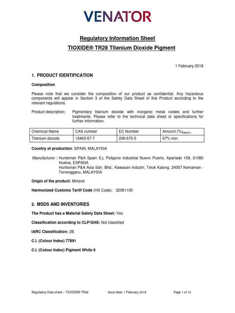 EHS Assesment On TiO2 (Example) | PDF | Titanium Dioxide | Physical ...
