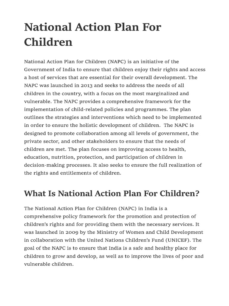 National Action Plan For Children | PDF
