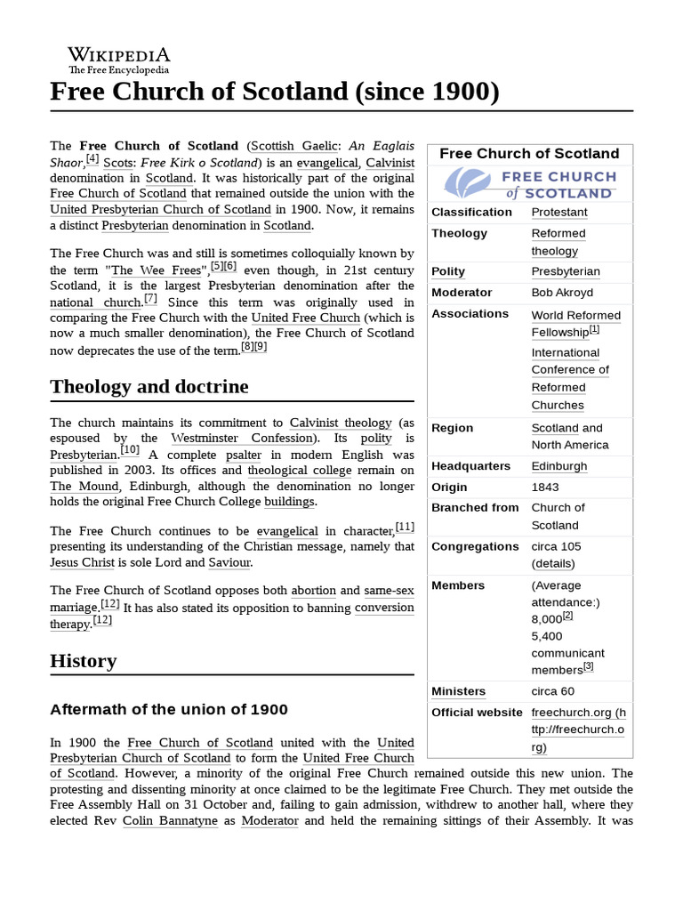 Overview of the Free Church of Scotland | PDF | Protestantism ...