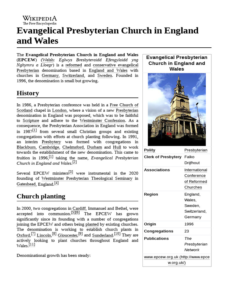 Evangelical Presbyterian Church in England and Wales | PDF | Christian ...