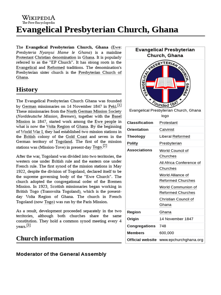 History of Evangelical Presbyterian Church | PDF | Presbyterianism ...