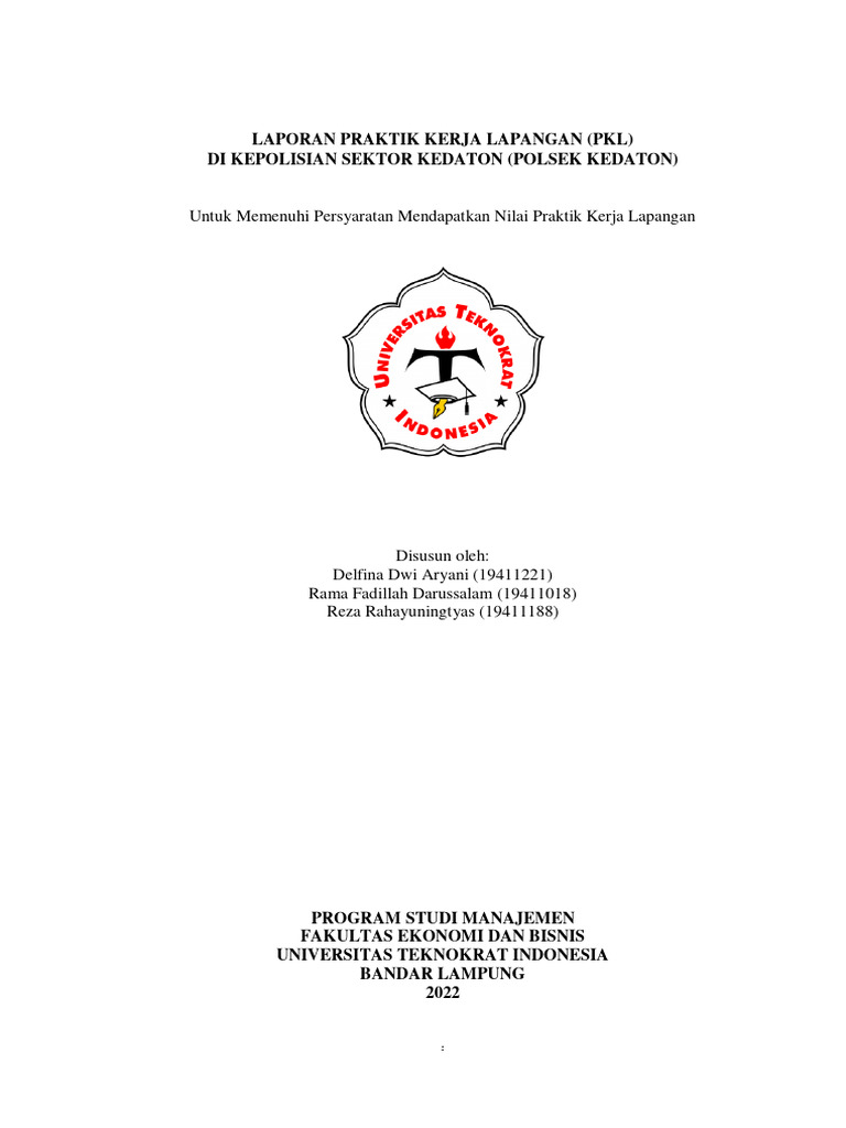 LAPORAN PRAKTIK KERJA LAPANGAN POLSEK KEDATON (Revisian) | PDF