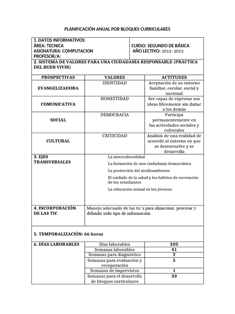 Dokumen - Tips Plan Anual Computacion 1 | PDF | Microsoft Excel | Informática