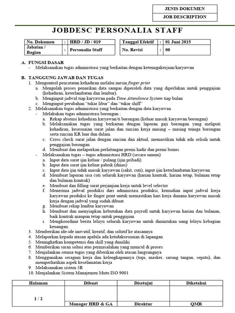 JD - Staff Personalia | PDF