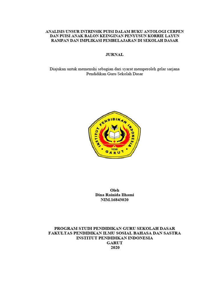 Jurnal PGSD Dina Rainida Ilhami | PDF | Language Arts & Discipline | Self-Improvement