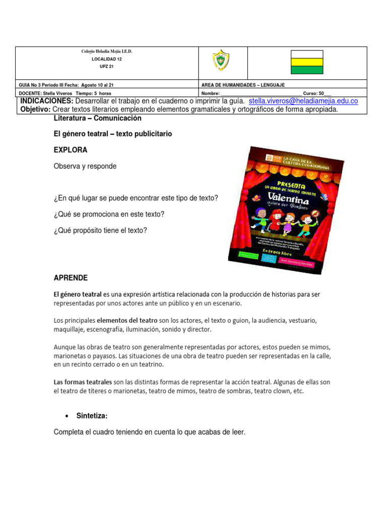 Guia Español #3 Periodo III | PDF | Teatro | Publicidad