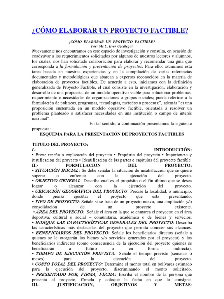 Cómo Elaborar Un Proyecto Factible | PDF | Science | Ciencia filosófica