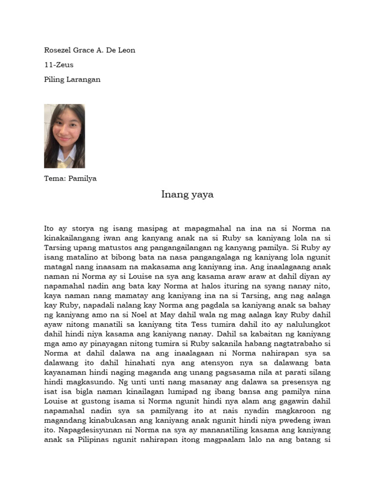 Rosezel Grace A Piling Larangan | PDF