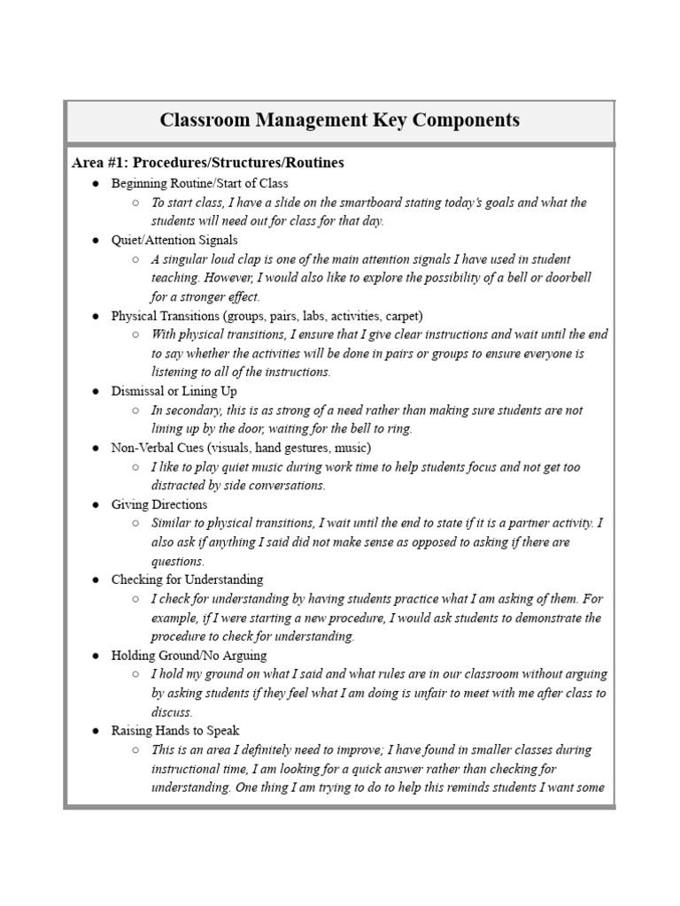 Classroom Management Key Components - Alison Logue | PDF | Classroom ...
