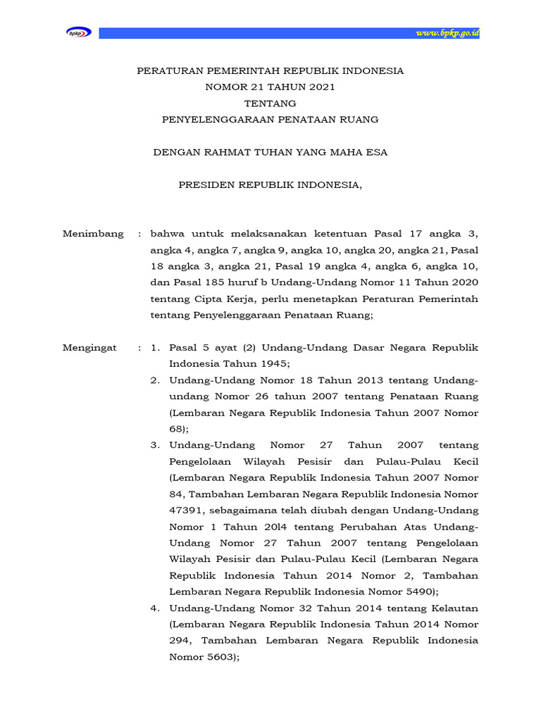 Peraturan Pemerintah Tahun 2021 PP 021 2021 | PDF | Sains & Matematika
