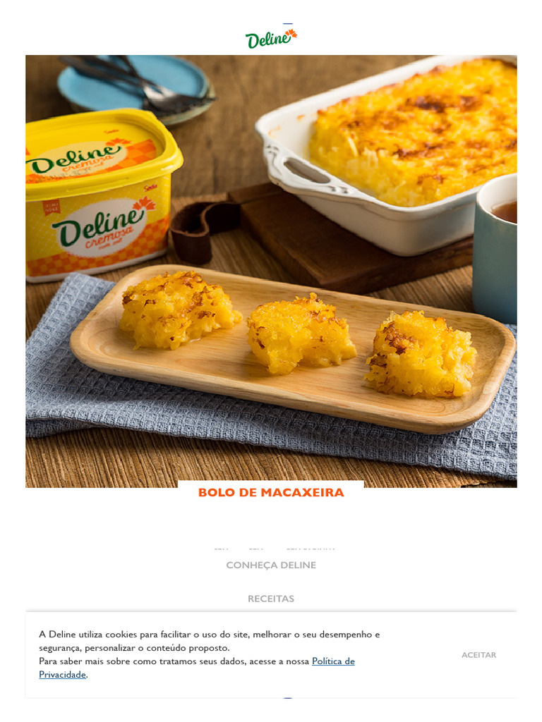 Deline - Nossas Receitas - Bolo de Macaxeira | PDF | Preparação de ...