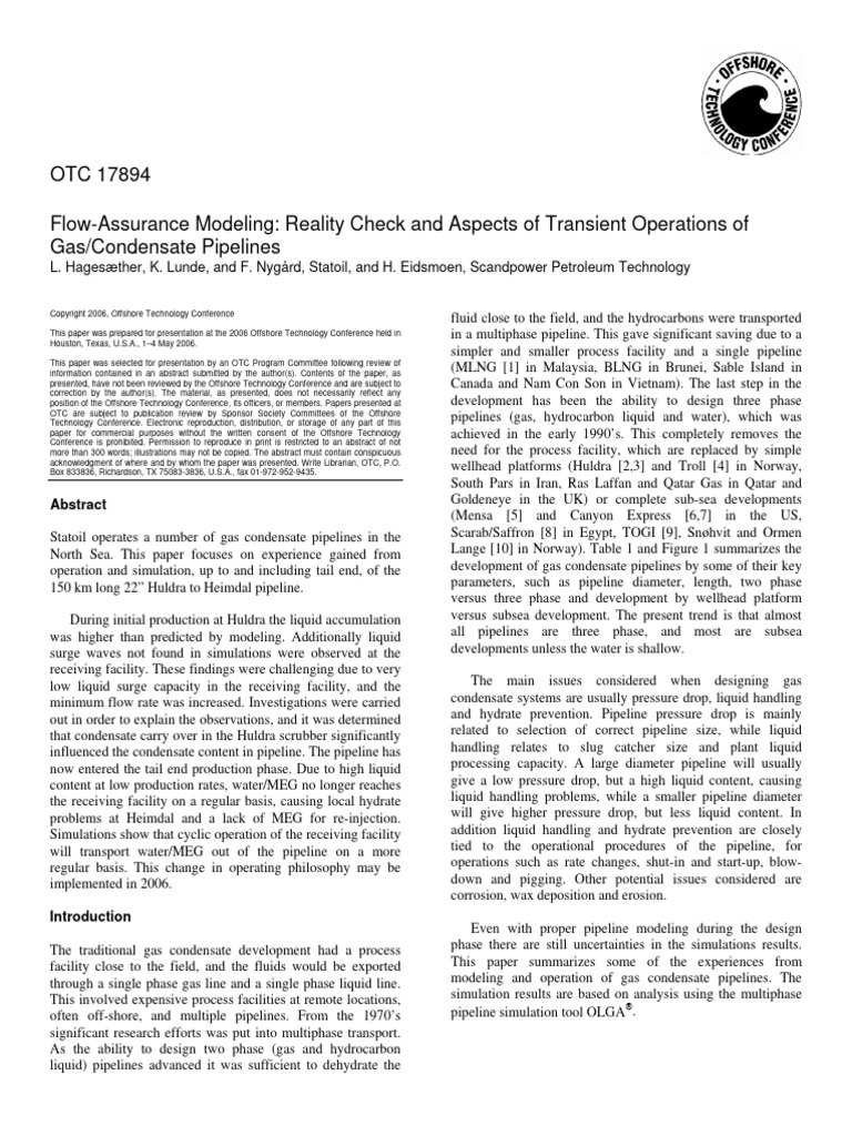 Flow Assurance Modelling Paper | PDF | Pipeline Transport | Gases