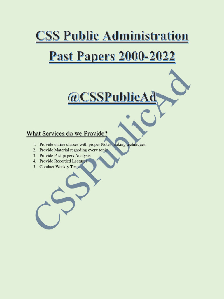 CSS Public Administration Past Papers Compiled 2000-2022.pdf Version 1 ...