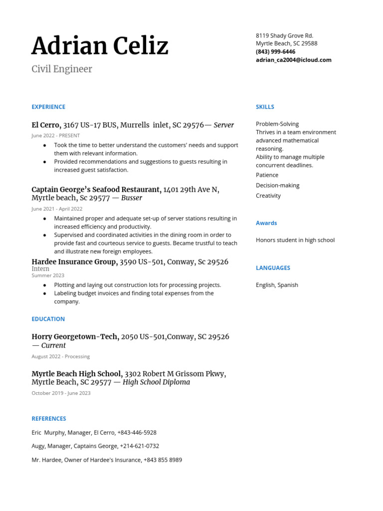 Adrian Celiz-Resume | PDF | Business | Cognition