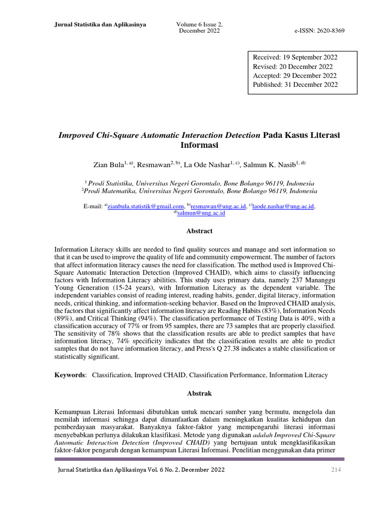 Imrpoved Chi Square Automatic Interaction Detection Pada Kasus Literasi Informasi | PDF ...