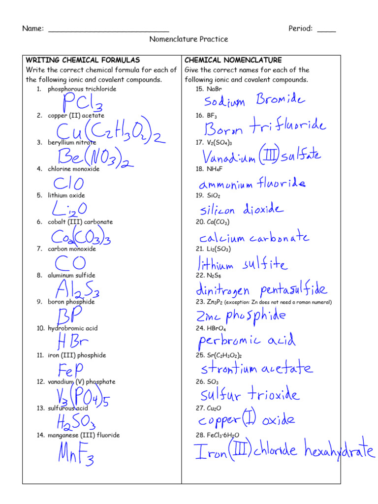 Nomenclature Practice-1 | PDF