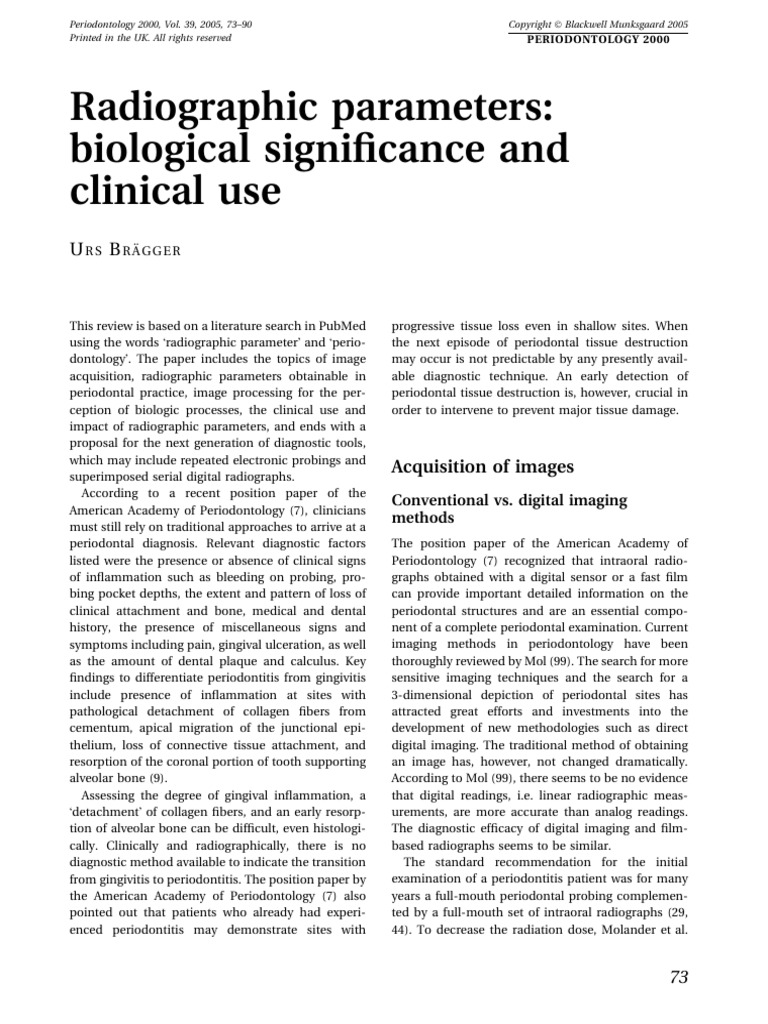 11 - Radiographic Parameters Biological Significance and Clinical Use ...