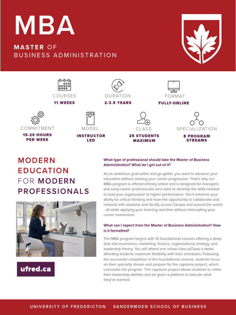 UFred MBA Info Sheet | PDF | Master Of Business Administration | Leadership