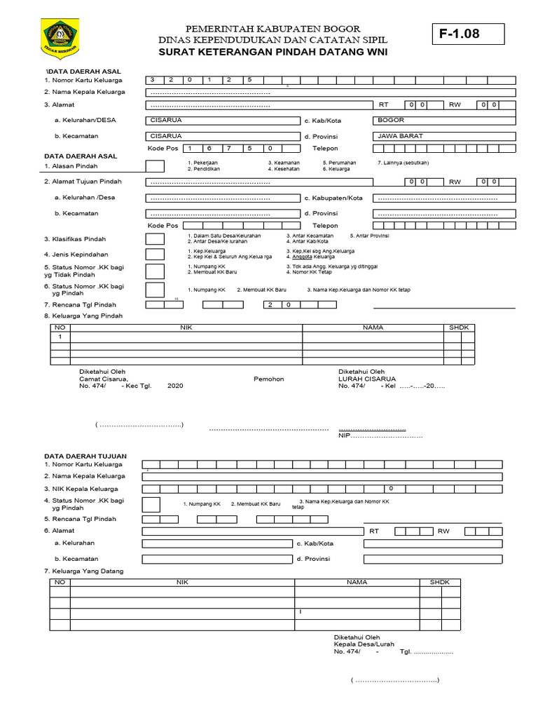 Blanko Pindah Datang | PDF