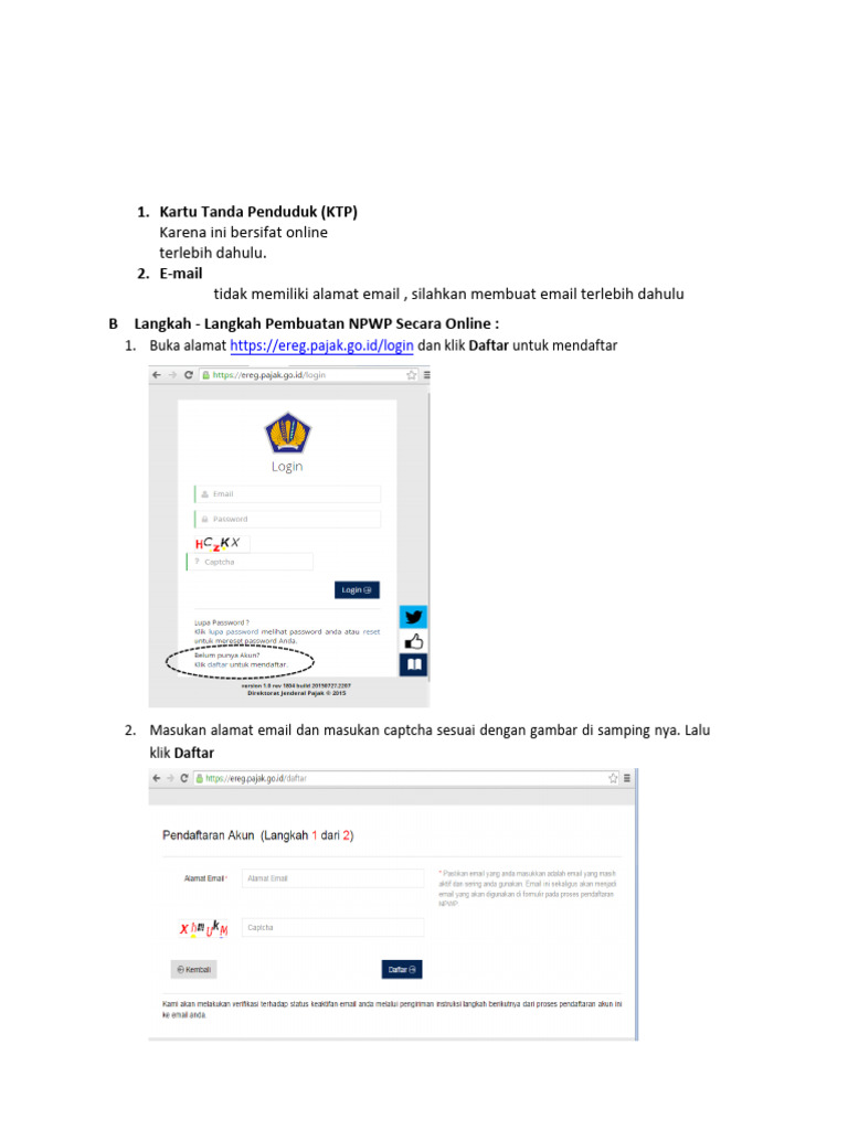 Panduan Pembuatan NPWP Online - Bahasa | PDF