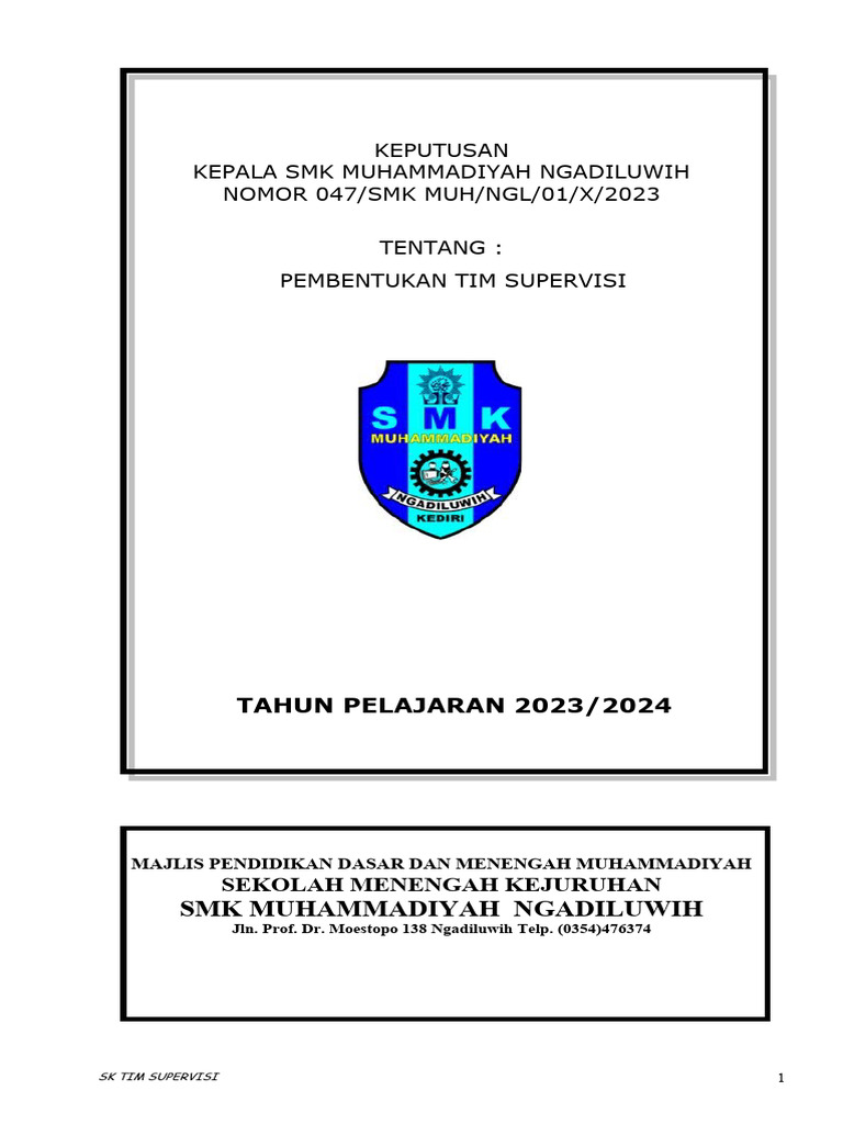 SK Tim Supervisi 23 - 24 | PDF