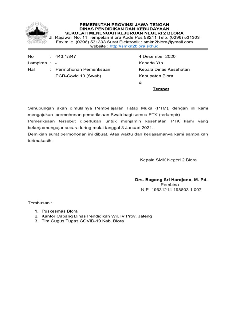 Surat Permohonan Swab | PDF