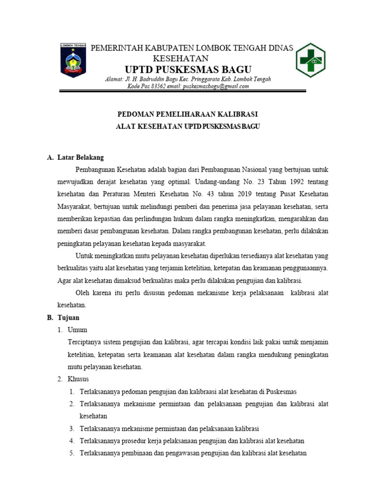 Pedoman Kalibrasi Alat Kesehatan Puskesmas | PDF | Kesehatan Holistik