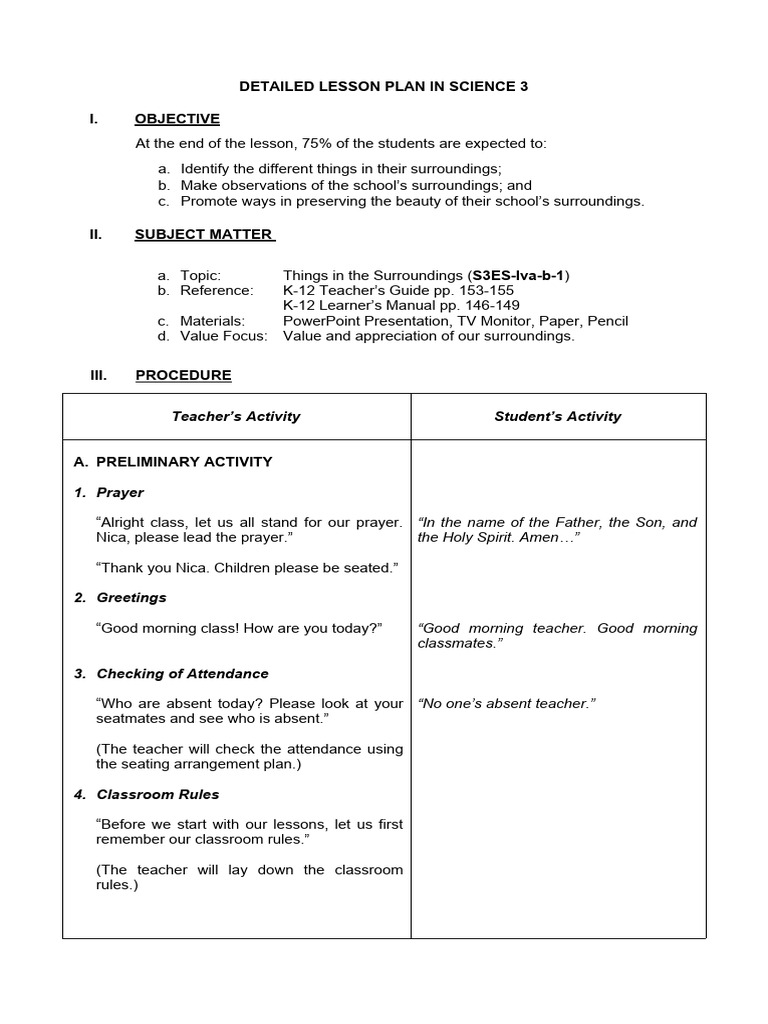 Detailed Lesson Plan in Science 3 | PDF | Reuse | Teachers