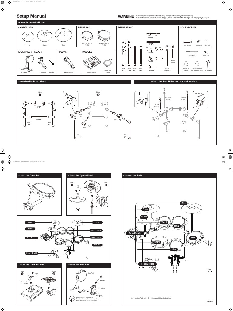 AW DD638DX Setup Manual G01 180530 | PDF | Drum Kit | Drumming