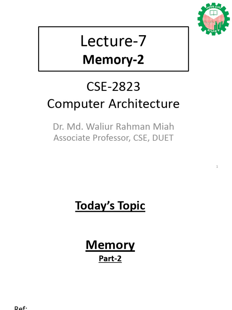Lec-7 Memory-2 CompArch | PDF | Cpu Cache | Data