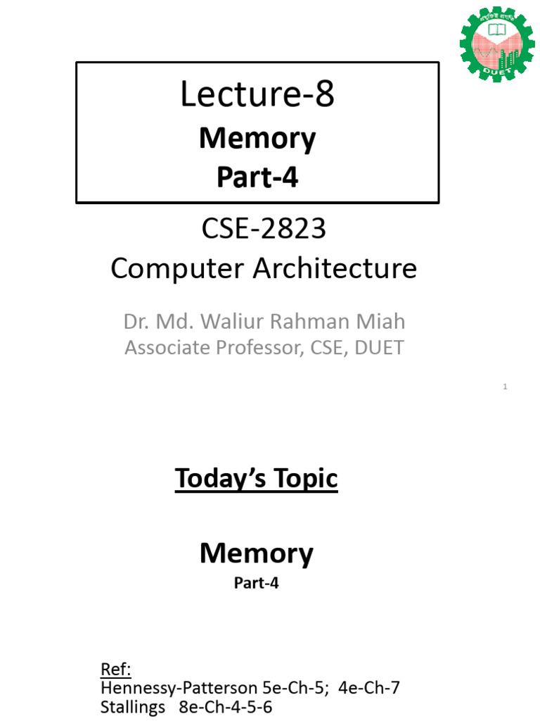 Lec-8 Memory-4 CompArch | PDF | Cpu Cache | Central Processing Unit