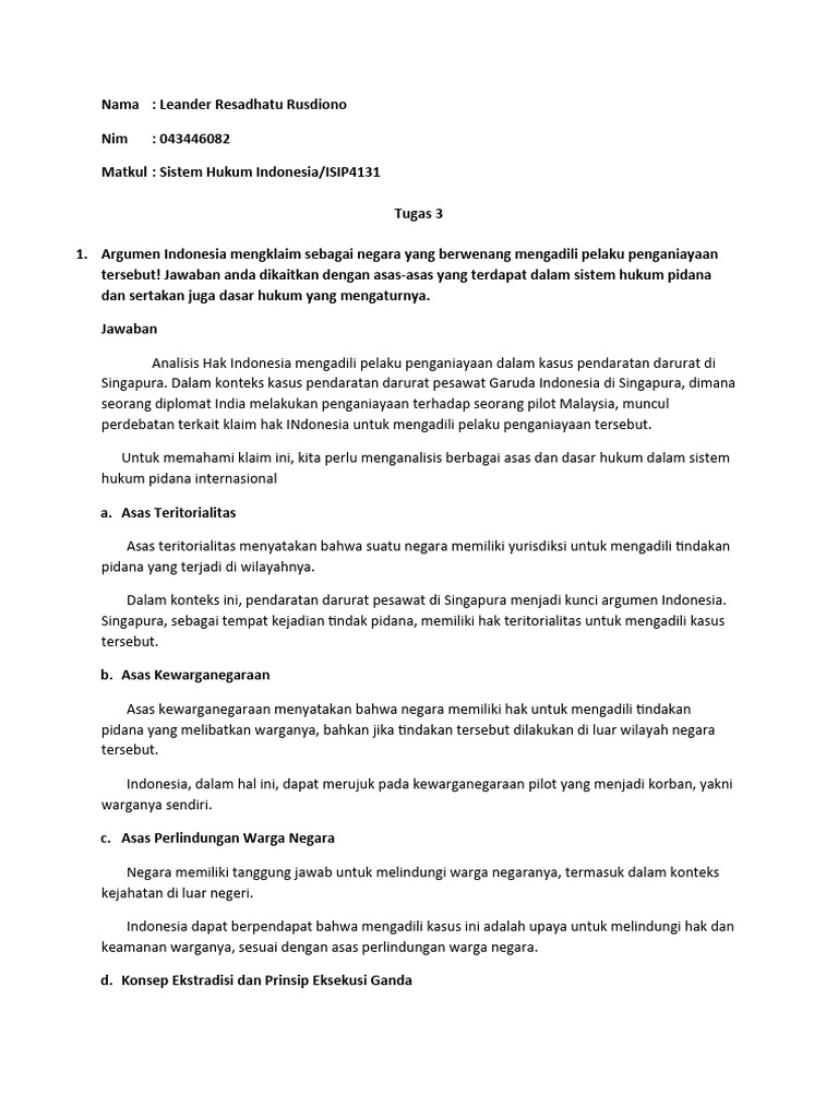 Tugas 3 Sistem Hukum Indonesia | PDF