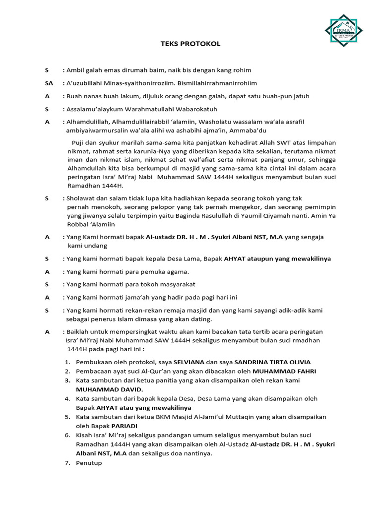Peringatan Isra' Mi'raj dan Ramadhan 1444H | PDF