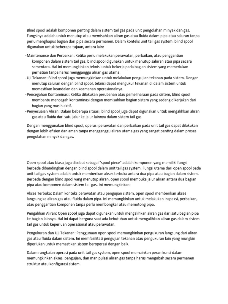 Blind Spool Adalah Komponen Penting Dalam Sistem Tail Gas Pada Unit ...
