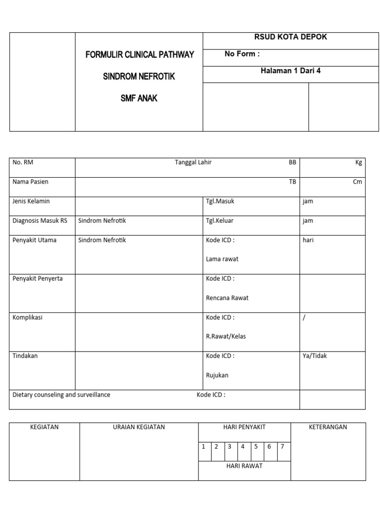 Formulir Clinical Pathway 2 | PDF
