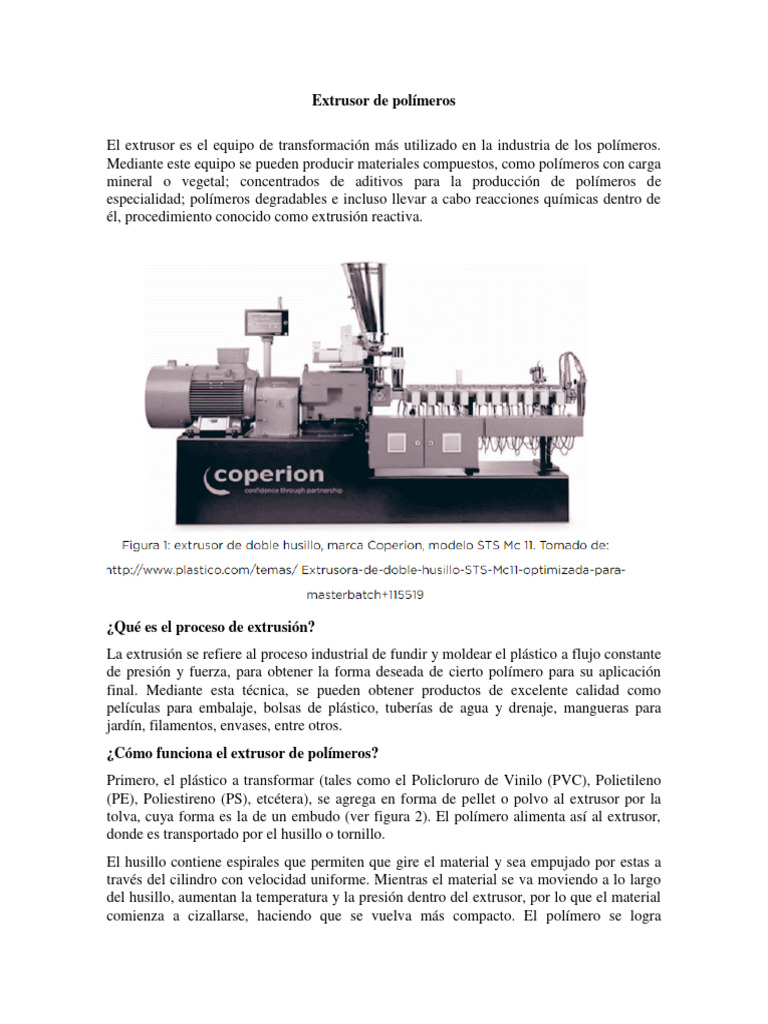 Extrusion de Polimeros Que Es y Como Funciona. | PDF | El plastico ...